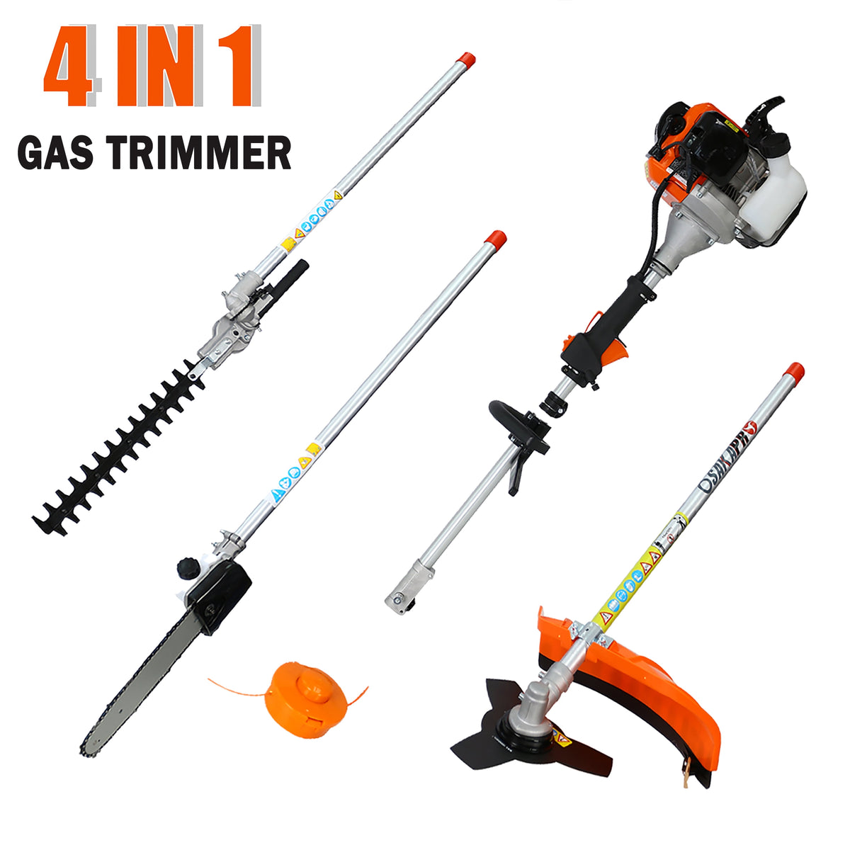 Seizeen 4 in 1 33cc 2-Cycle Gas Powered Straight Shaft String Trimmer ...