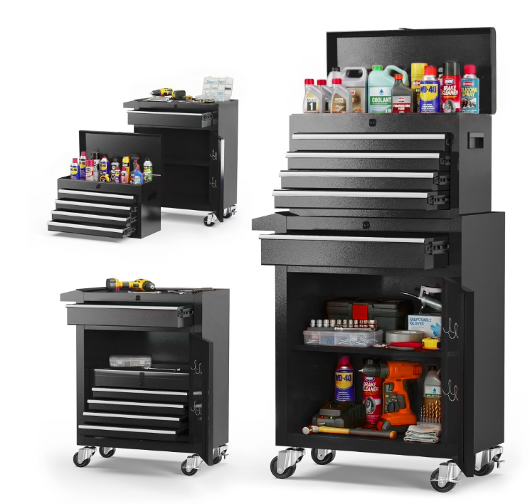 Tool Chest, 5-Drawer Rolling Tool Storage Cabinet with Detachable Top ...