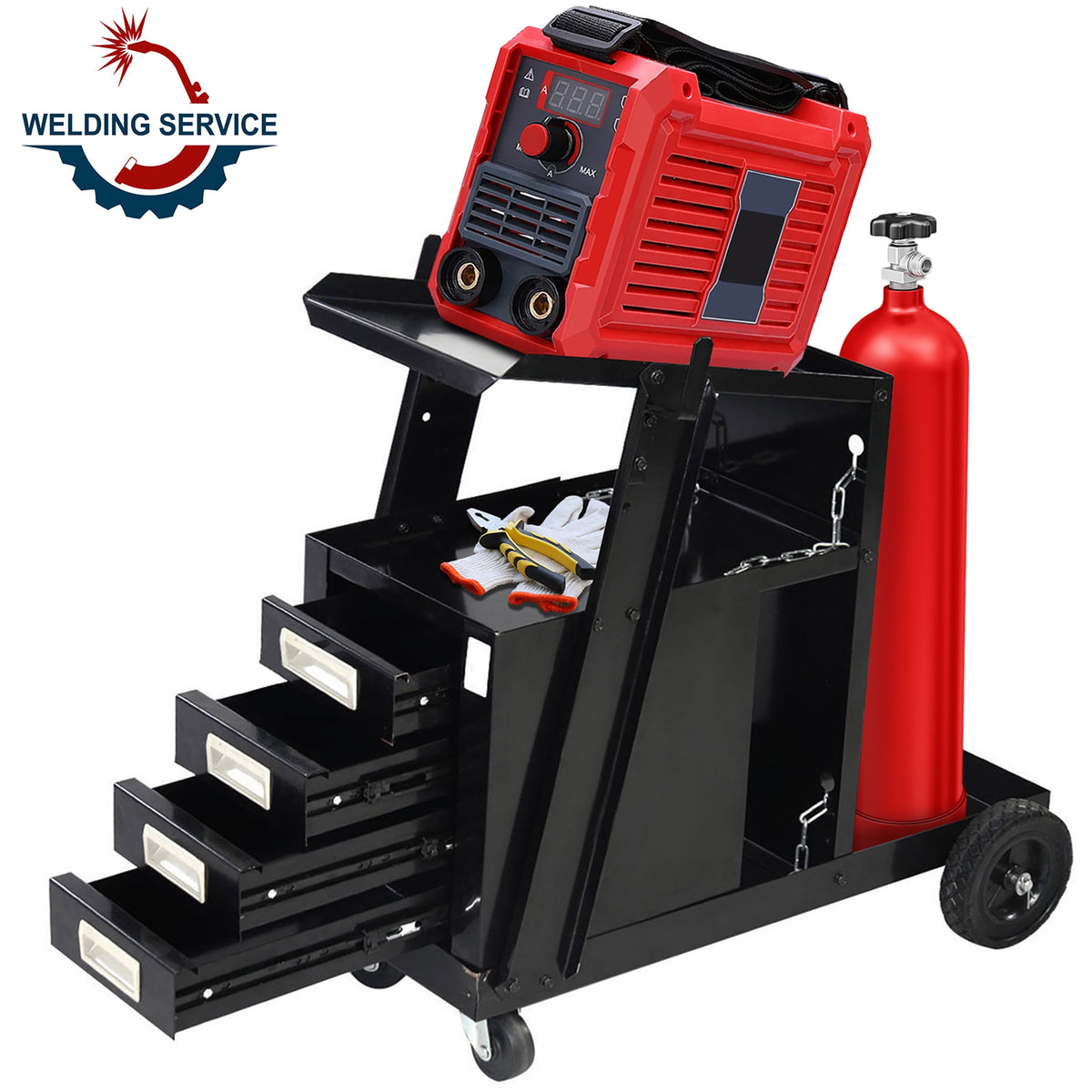 4 Drawers Welding Cart, Mig Tig Welder Storage Cart, Professional Plas ...